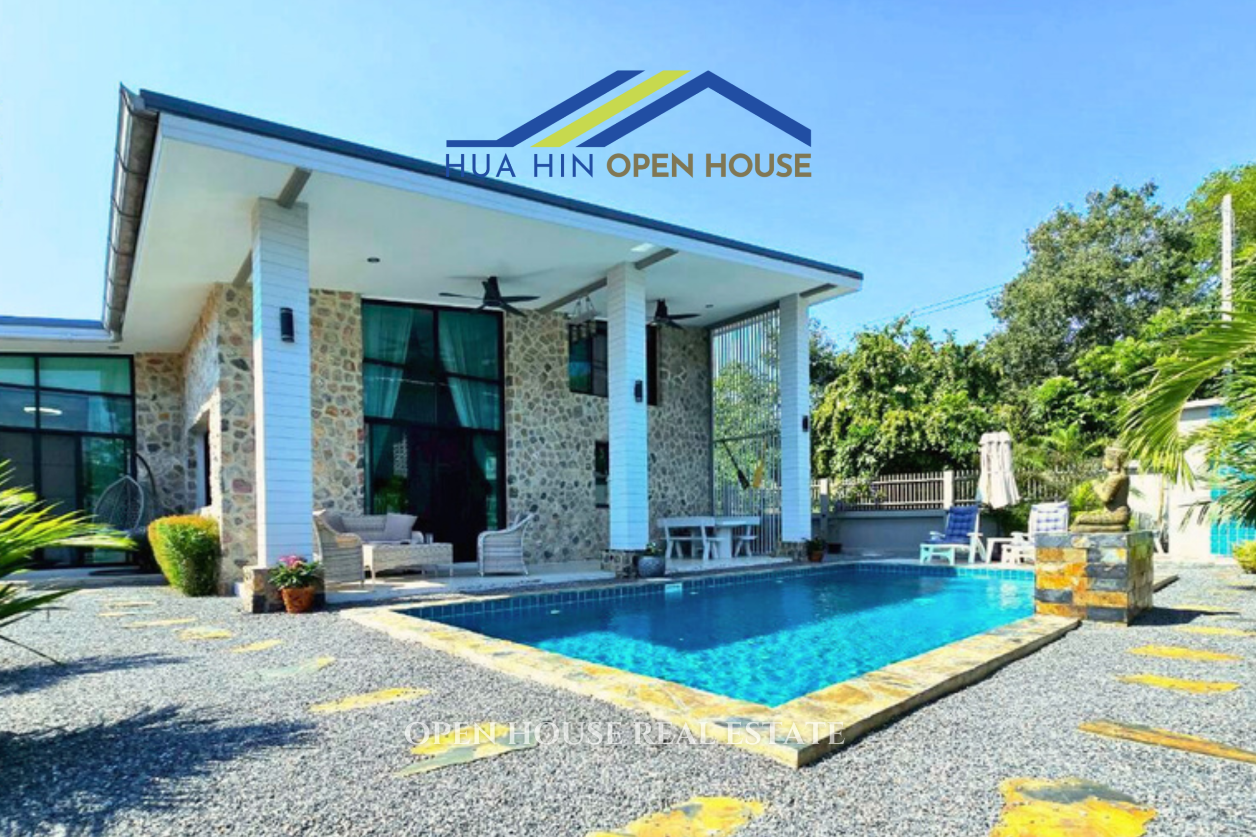 Modern Architect Pool Villa with Natural Stone wall Near Hua Hin