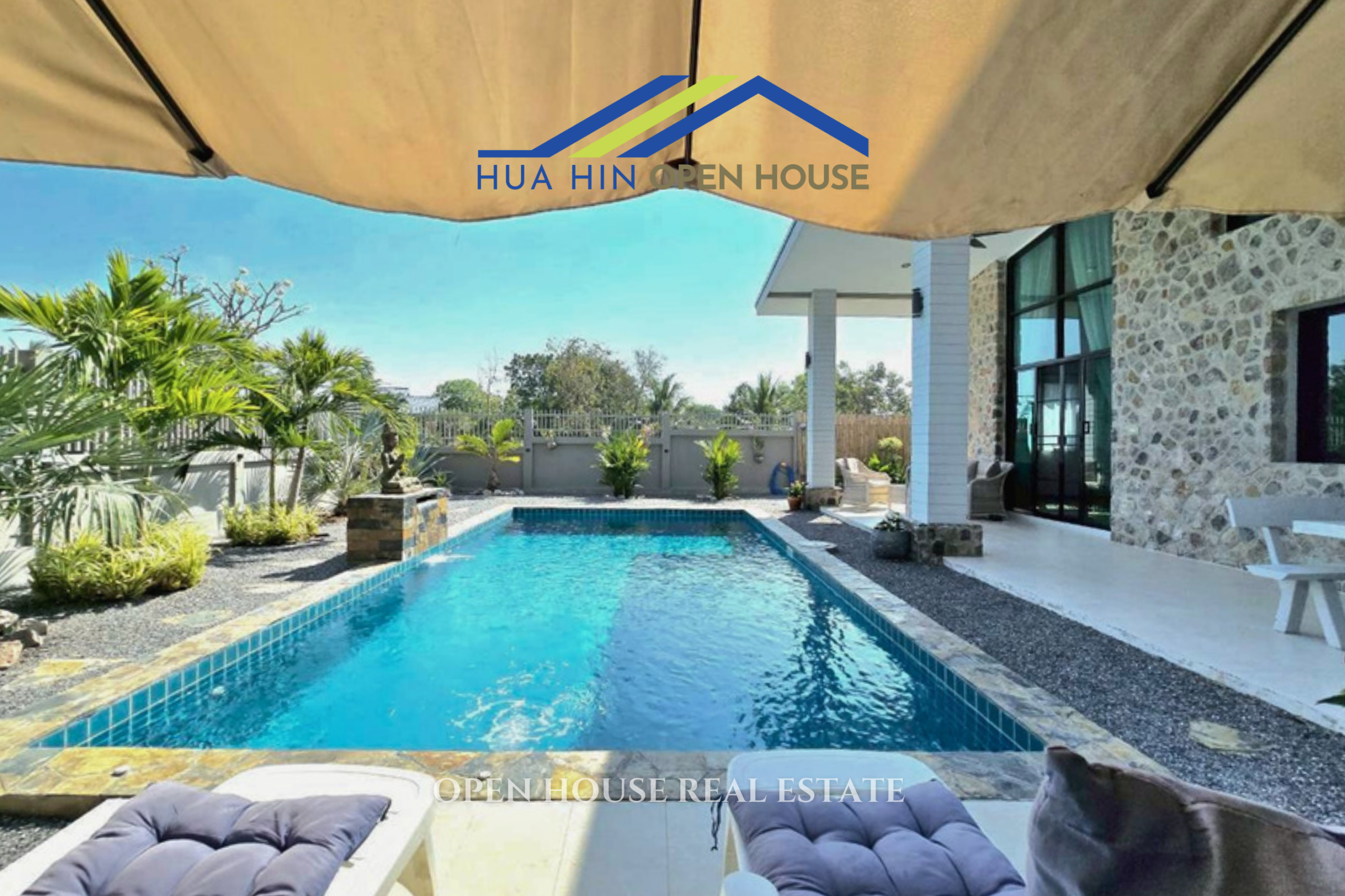 Modern Architect Pool Villa with Natural Stone wall Near Hua Hin