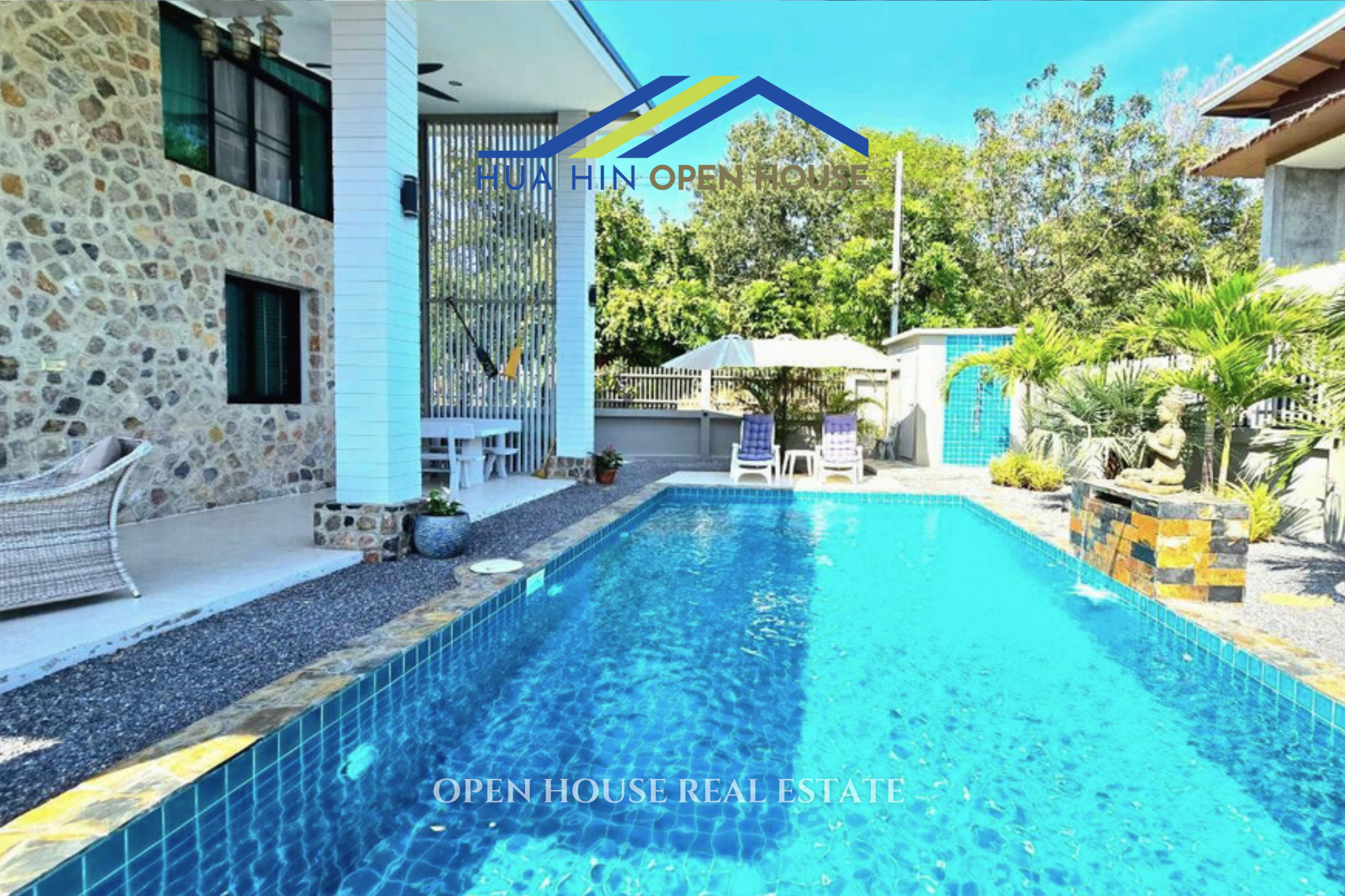 Modern Architect Pool Villa with Natural Stone wall Near Hua Hin